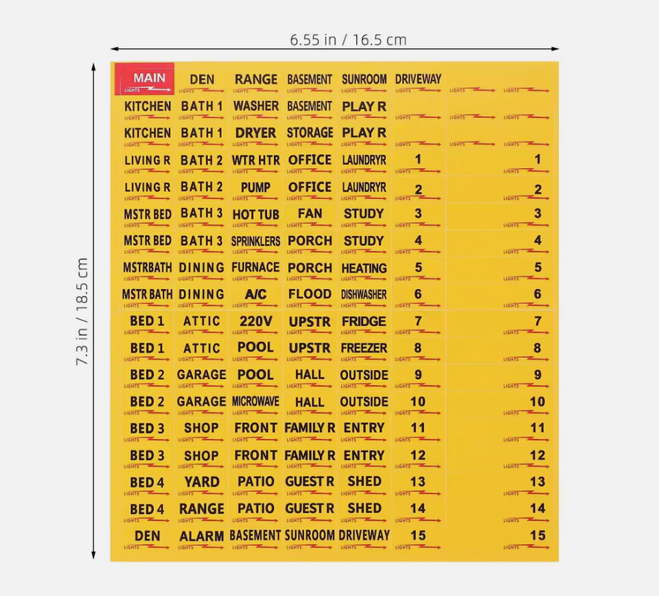 129 Vinyl Waterproof Electric Fuse Box Stickers Durable Circuit Breaker ...