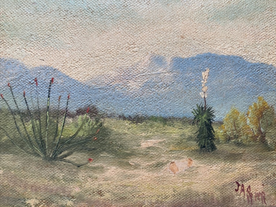Antique Vintage Original Small Gem Oil Painting Arizona Desert ...