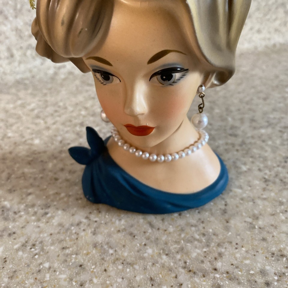 Napco Lady Head Planter Vase C7293 Japan 1960s Pearls | eBay