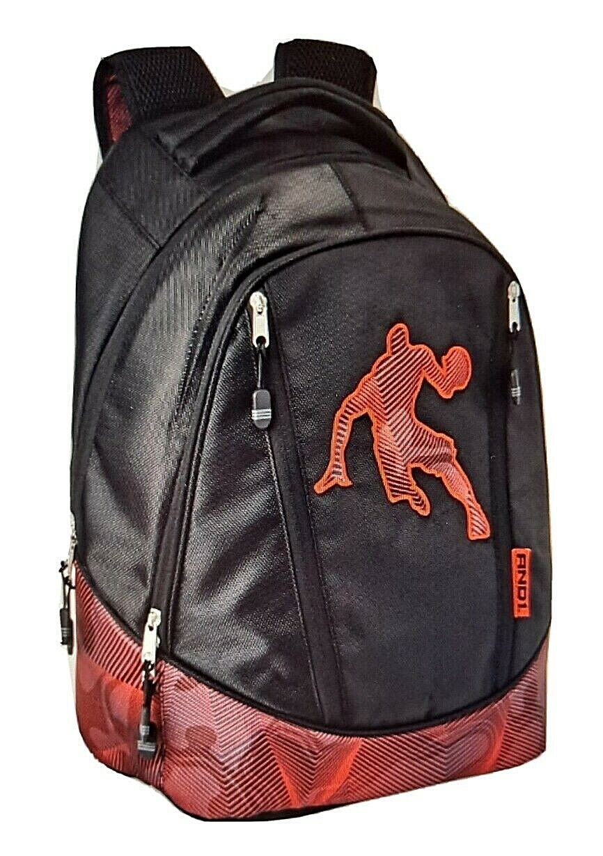 AND1 Black Basketball Backpack Supports up to 50lbs Laptop Sleeve 4 ...