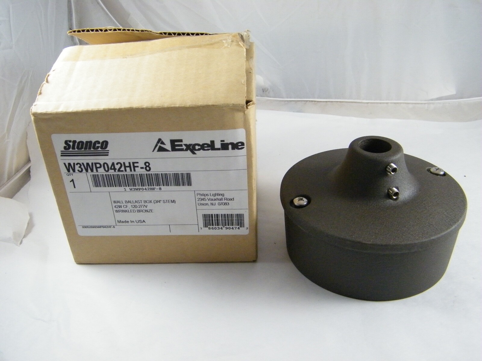 NEW STONCO EXCELINE WALL BALLAST BOX 3/4" STEM WRINKLED BRONZE COLOR ...