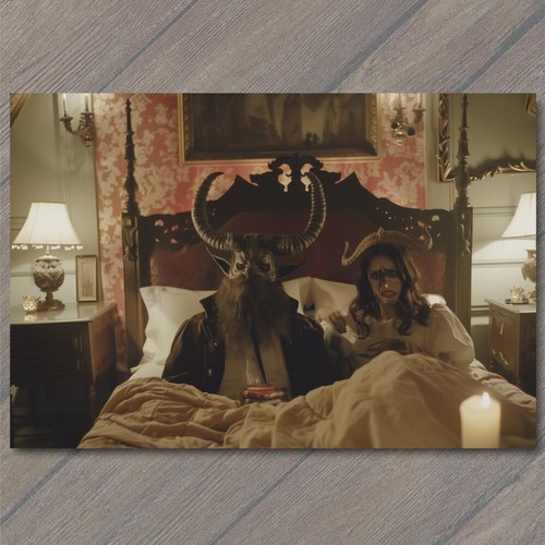 4x6" Demon Bed Beautiful Sexy Woman Horns Post Devil Strange Unusual ...