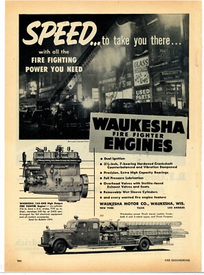 1953 Waukesha Fire Fighter Engines Ad: 145 GKB High Output Engine ...