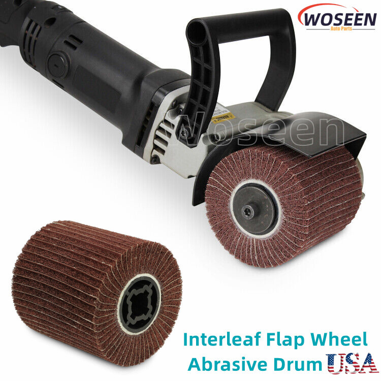 4" x 4" x 3/4" Interleaf Flap Wheel Abrasive Drum 80 Grit Attachment ...