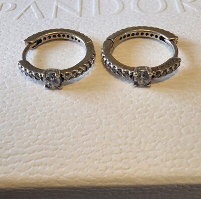 Brand New Genuine Pandora Pave Sparkling Hoop Circle CZ Earrings ...