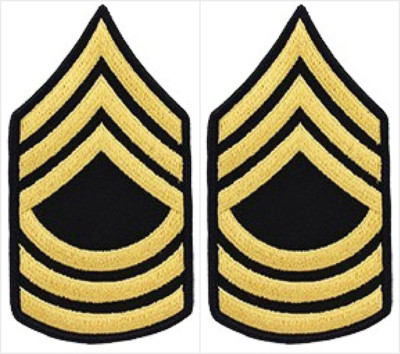 US Army Master Sergeant E-8 Blue Gold Rank Insignia Chevron Patches ...