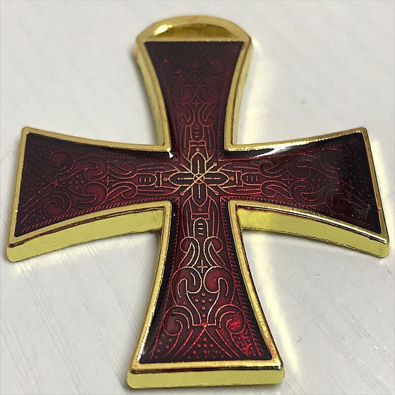 Red Knight's Templar Cross w/ Ribbon-Brass and Enameling Medieval Medal ...