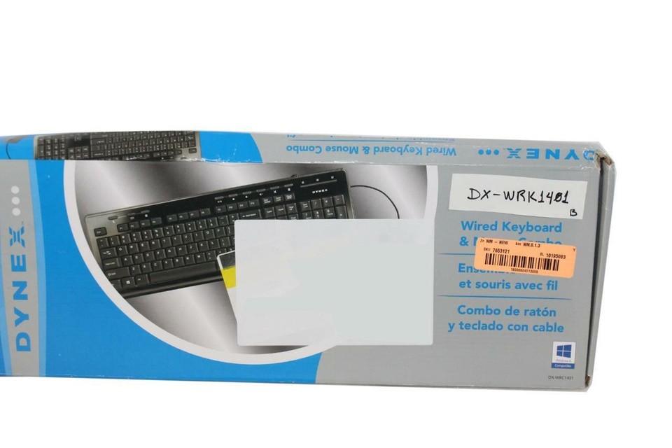 NEW Dynex DX-WRK1401 Keyboard AND Mouse USB 104 Keys Ergonomic US ...