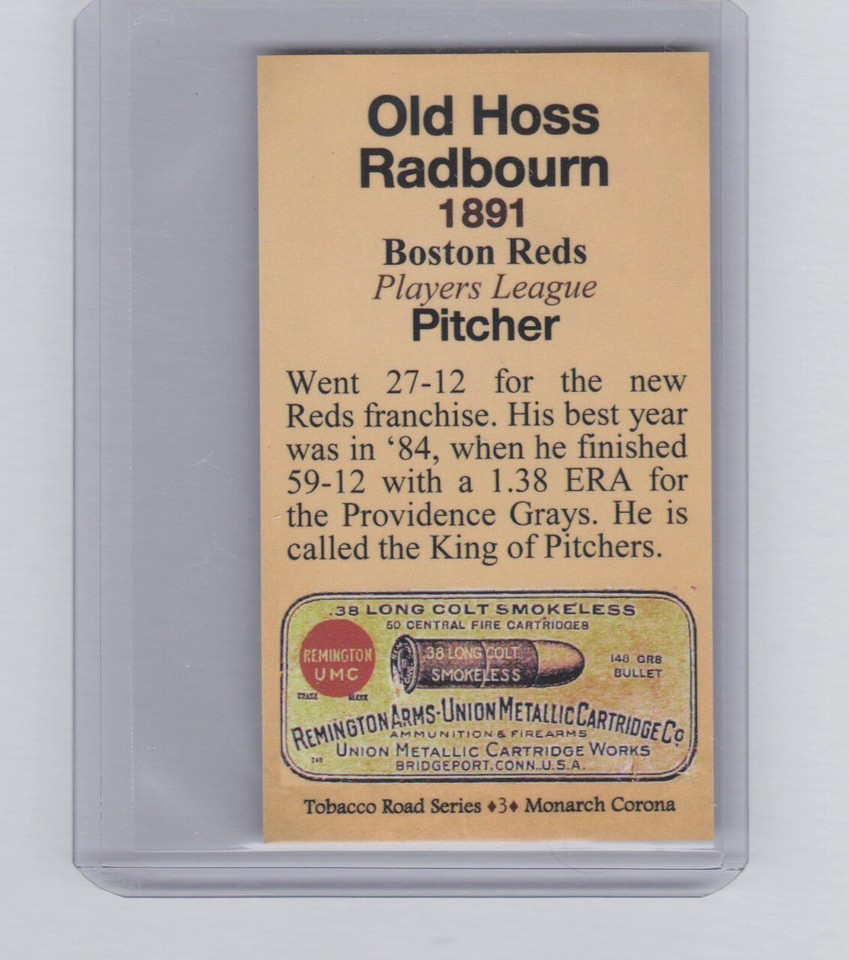 Old Hoss Radbourne, Boston Reds Players League Tobacco Road #3 / NM+ ...
