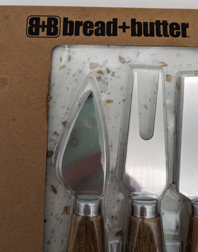 B+B Bread+Butter Marble 5 Piece Cheese Set Cutting Board Wood Handle ...