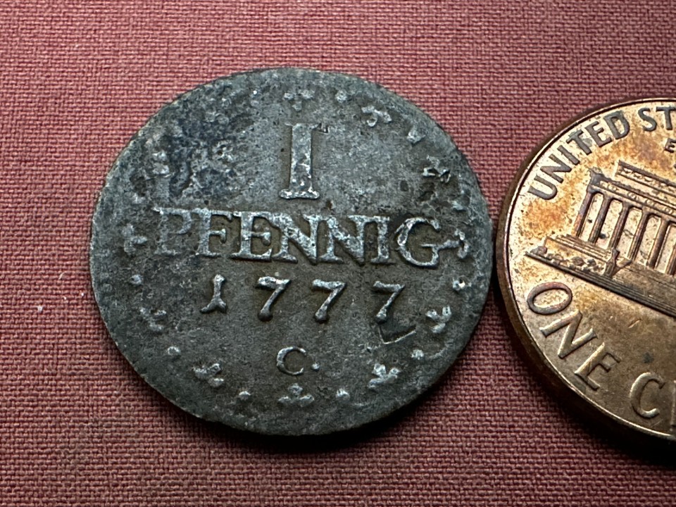 1777 German States, 1 Pfennig Coin, C Mint, Saxony Albertinian line, # ...