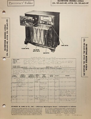 SAMS PHOTOFACT SERVICE MANUAL 29-23 SILVERTONE 6106A 101.662-4E 6111A ...