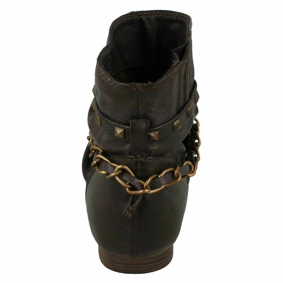 SALE Girls Cutie synthetic pull on casual ankle boot chain strap detail ...