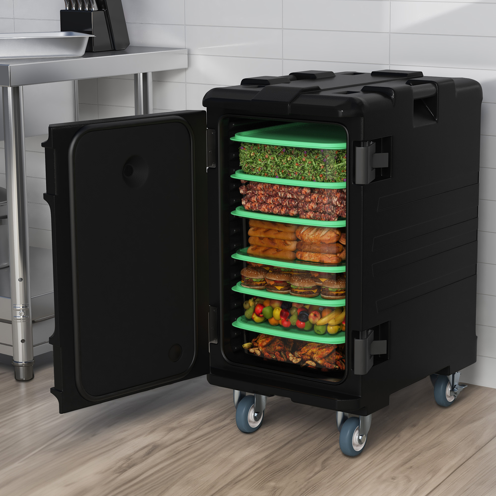 120L/109Qt Insulated Food Pan Carrier LLDPE Hot Box Food Warmer Box w ...