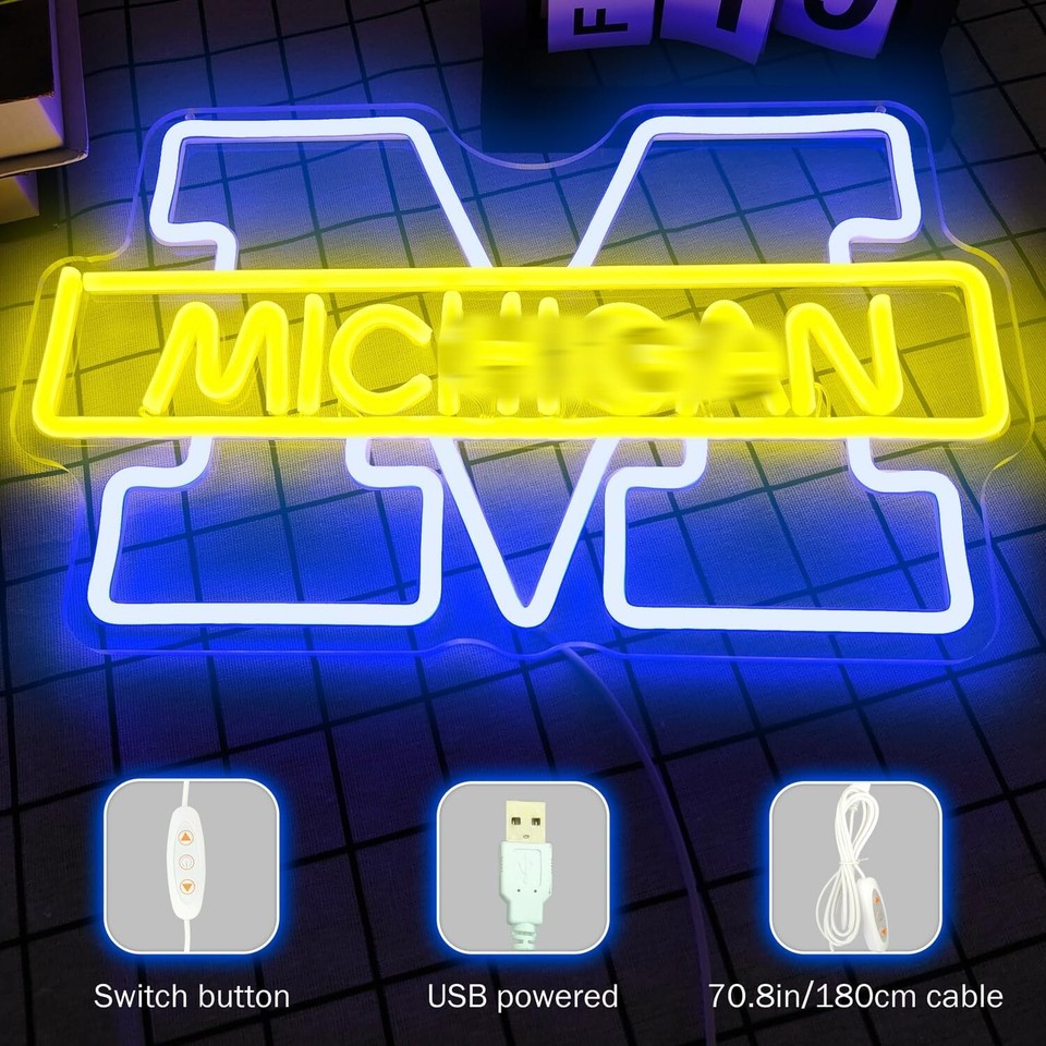 Michigan Neon Sign Football LED Signs Michigan Neon Lights for Man Cave ...
