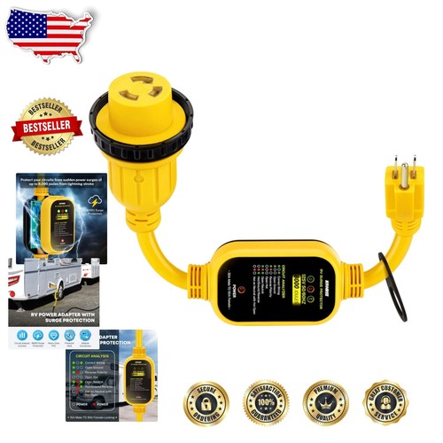 30 Amp to 110V RV Adapter with Surge Protection & Twist Lock Safety | eBay