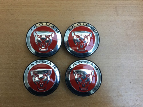 NEW GENUINE JAGUAR RED WHEEL CENTRE CAPS BADGES XF XJ XF F-TYPE X-TYPE ...