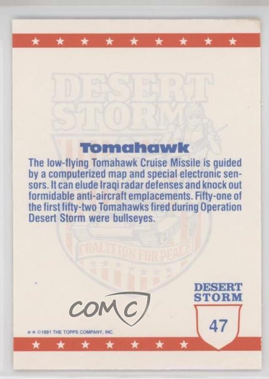 1991 Topps Desert Storm Factory Set White Back Tomahawk Missile in ...