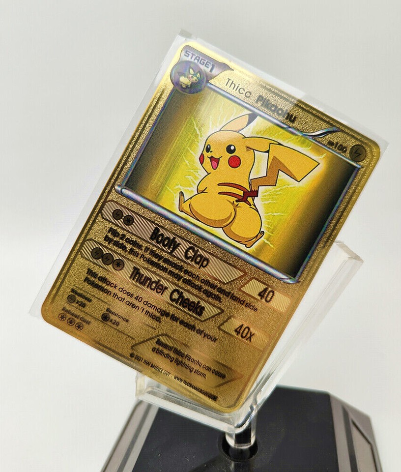 Thicc Pikachu Charizard Gold Metal Pokémon Card-Collectible Gift ...