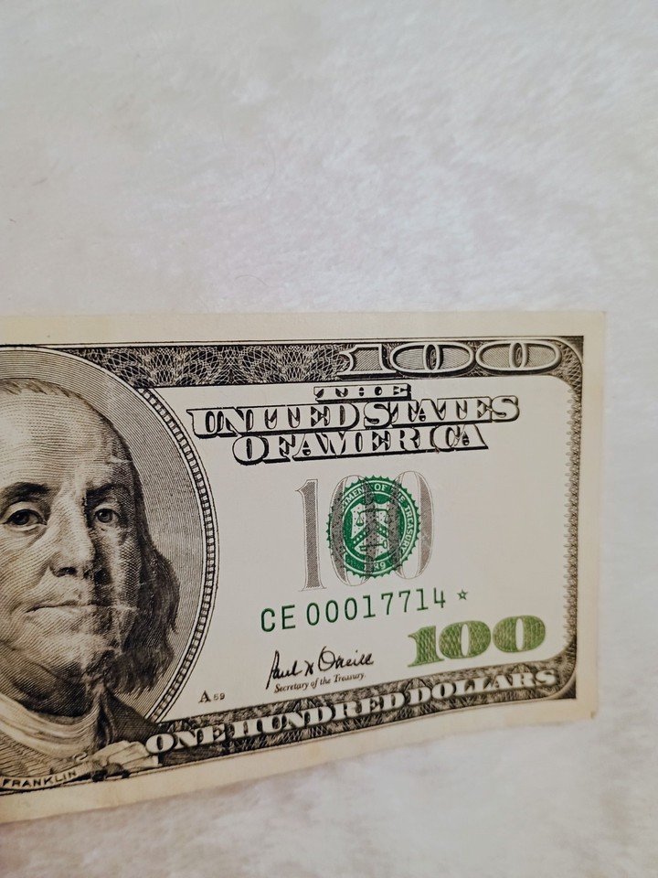 Rare $100 Bill Star Note w/ Low Serial Number / over strikes in federal ...