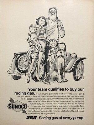 1969 Original Vintage Print Ad Sunoco 260 Racing gas at every pump Wall ...