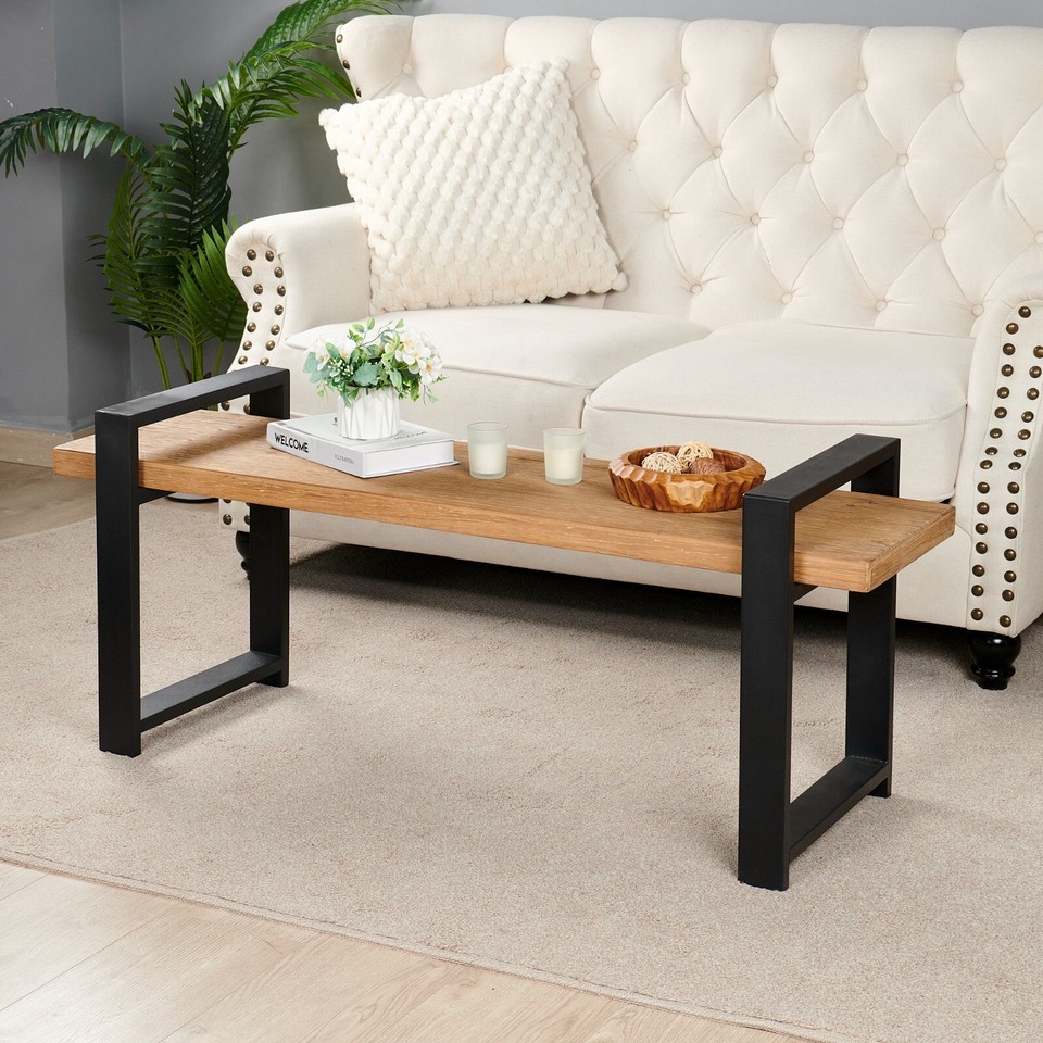 19" Black Metal Bench Legs Heavy Duty Metal Coffee Table Legs Set of 2 ...