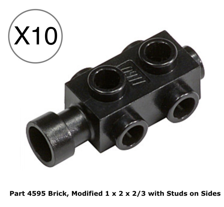 Lego 10 Pieces Black Brick Modified 1x2x2/3 with Studs on Sides (part ...