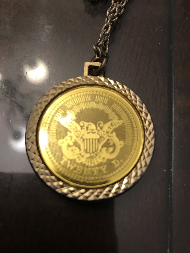 Vintage Gold Silver Tone 1776 Bi Centennial Twenty D Coin Necklace ...