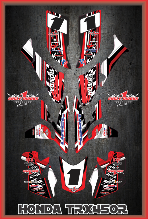 TRX 450R graphics sticker kit for Honda Quad SEMI CUSTOM GRAPHICS ...