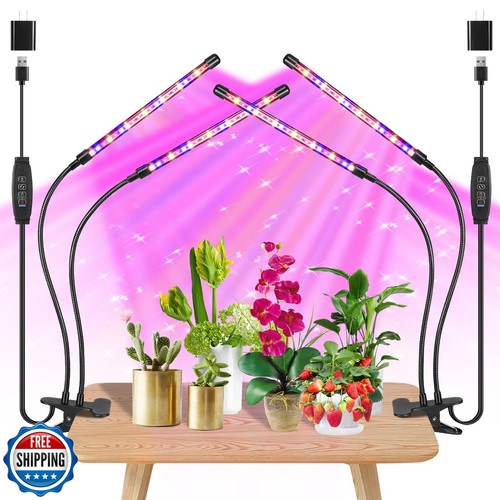 JhauvMw Black 2-Tube Clip-On Grow Light with Red/Blue/Yellow LEDs, Full ...