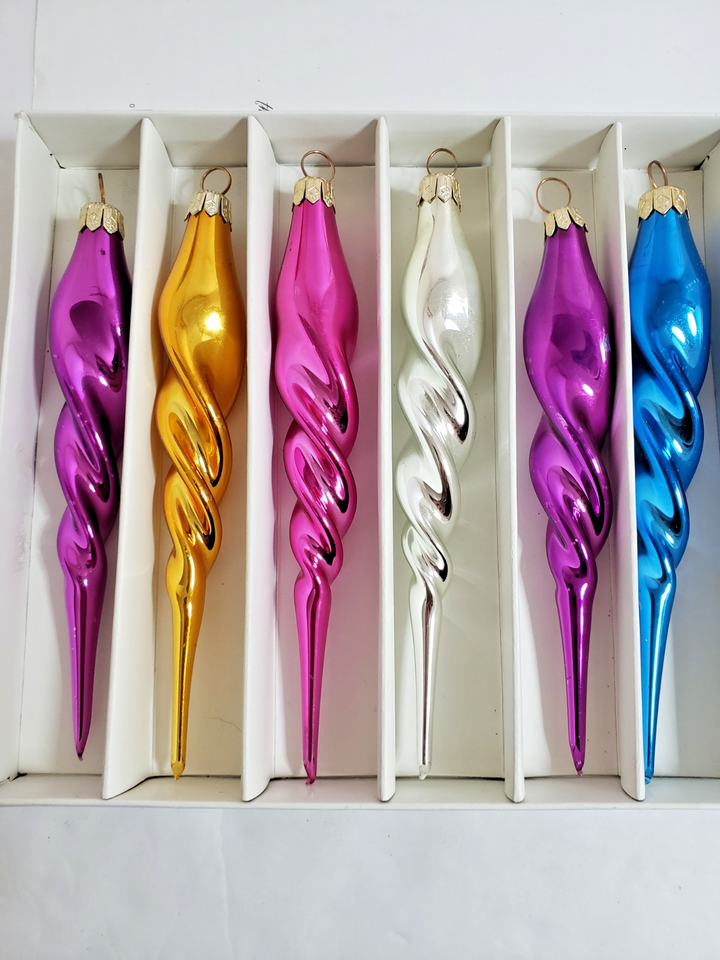 CHRISTOPHER RADKO VINTAGE SPIRAL ICICLES 6 " TALL BOX OF 6 | eBay