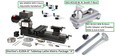 SHERLINE 4100A-3.5" X 8" LATHE (METRIC) + "A" Package + Basic ...