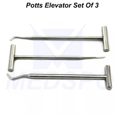 Dental Periodontal Potts Elevators Set Of 3 Teeth Loosening Extraction ...