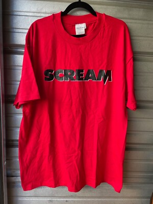 Vintage 1990's Scream Movie Promo Red T-Shirt XL Halloween Horror Buena ...