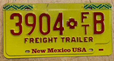 NEW MEXICO FREIGHT TRAILER IRP SEMI APPORTIONED LICENSE PLATE " 3904 FT ...
