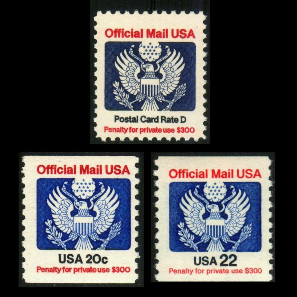 O135 + O136 Coils + O138 D RATE PERFED OFFICIAL MAIL Set Of 3 MNH $8 ...