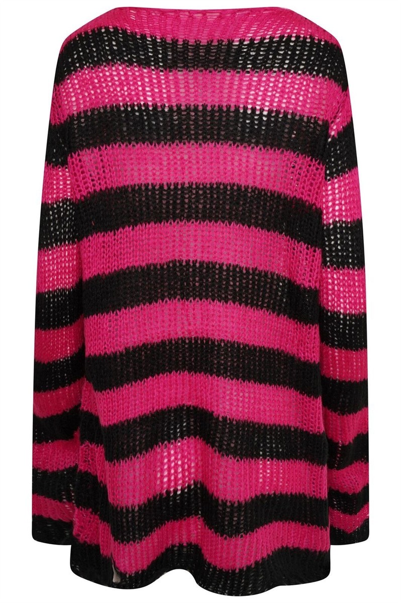 90's Oversized Striped Gothic Grunge Jumper - Chunky Knitted 90's Oversized Striped Gothic Grunge Jumper - Chunky Knitted