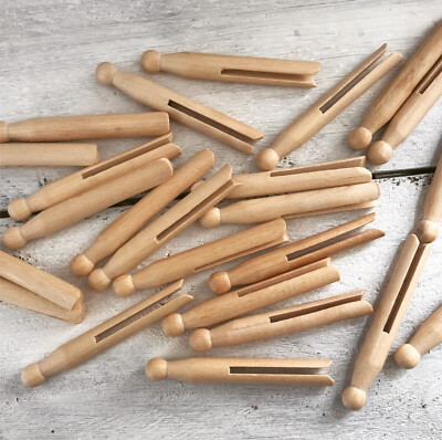 Traditional Wooden Dolly Pegs Cloths Washing 11cm Natural Craft ...