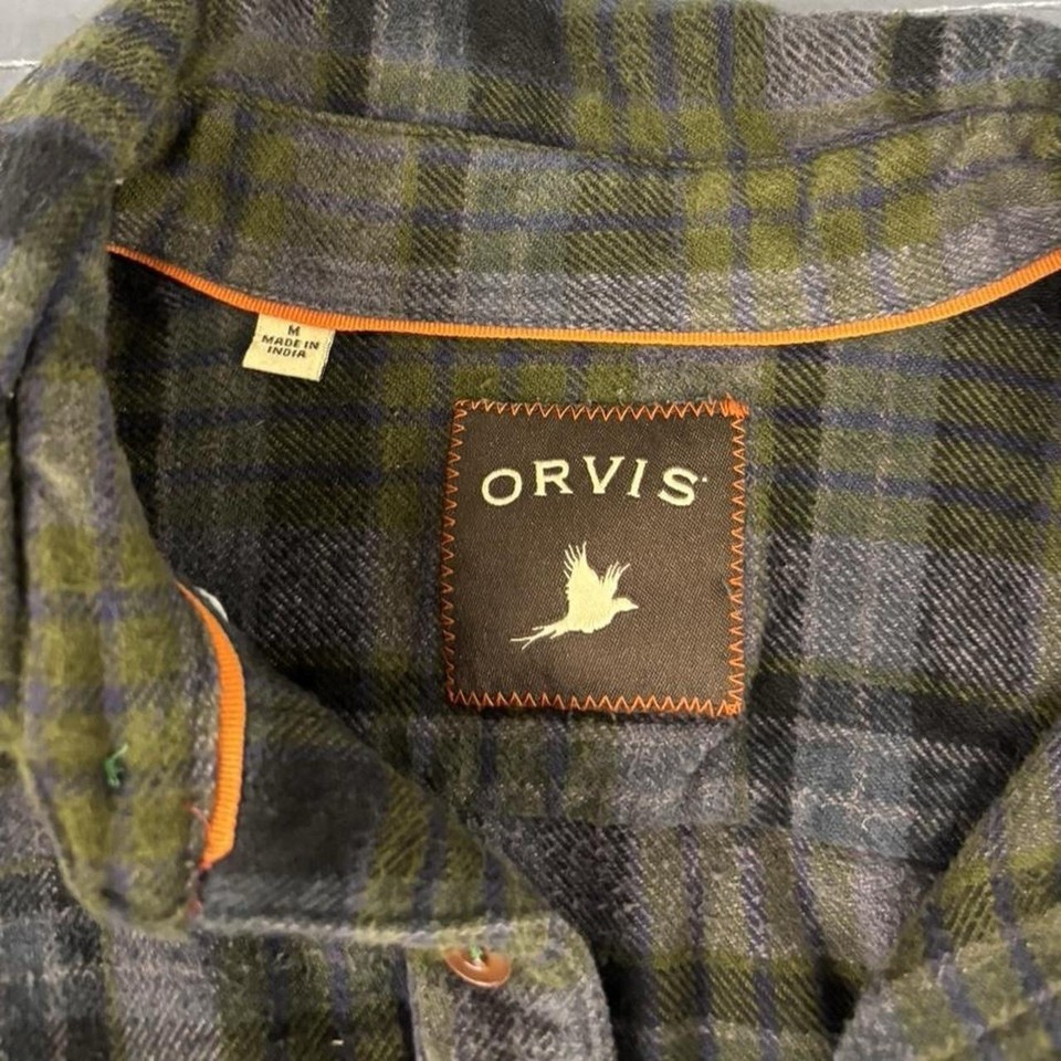 Orvis Flannel Shirt Adult Men’s M Plaid Thick Outdoor Hunt Fish ...