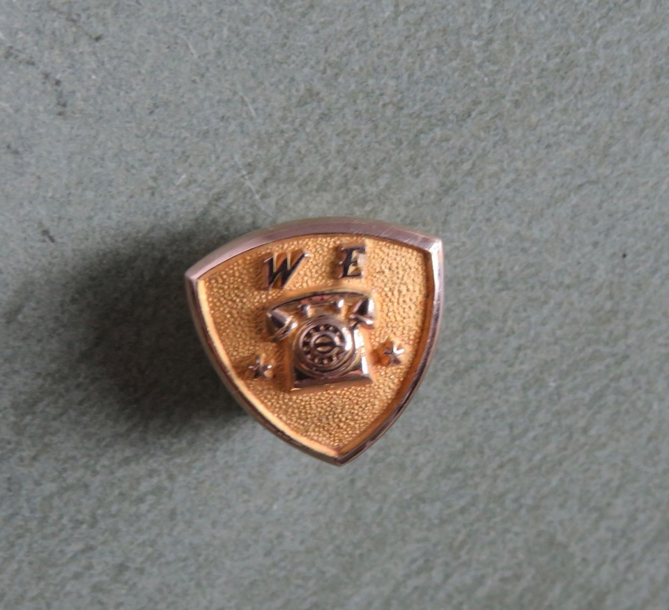 VNTG WESTERN ELECTRIC 10K Gold Employee 2 Star Service Pin w/ Rotary ...