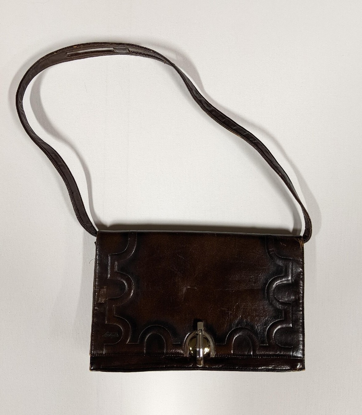 Vintage Lou Taylor Purse Handbag With Mirror Brown - Gem