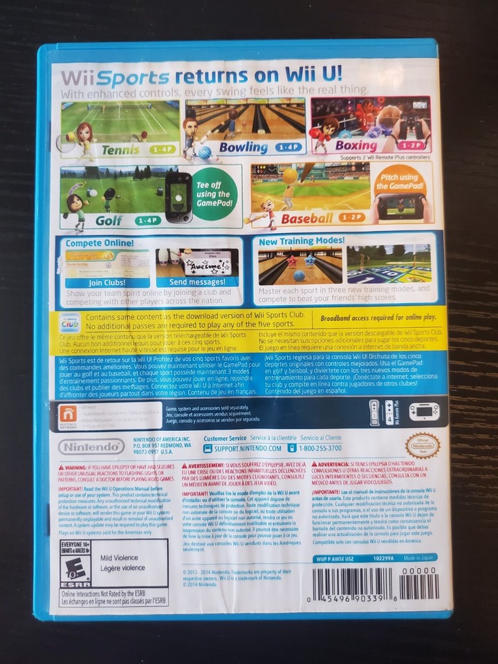 Wii Sports Club (Nintendo Wii U, 2014) DISK + CASE 45496903398| eBay