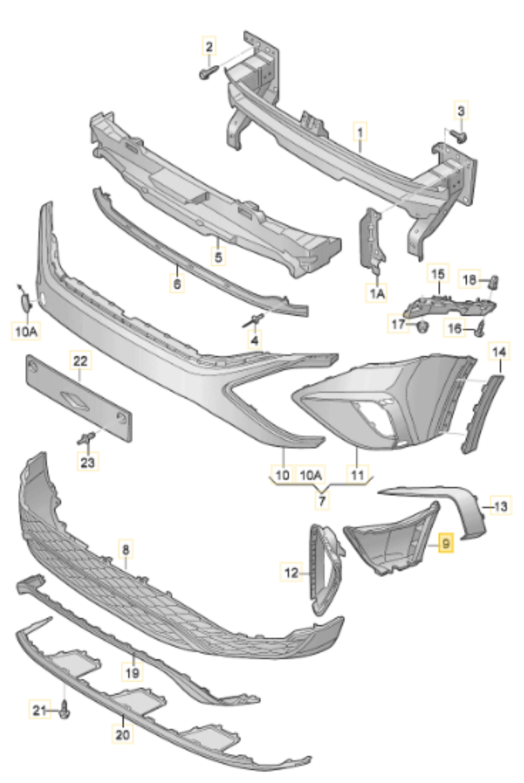 2GJ807162 9B9 VOLKSWAGEN GENUINE OEM TAOS FRONT RIGHT AIR GUIDE CHANNEL ...