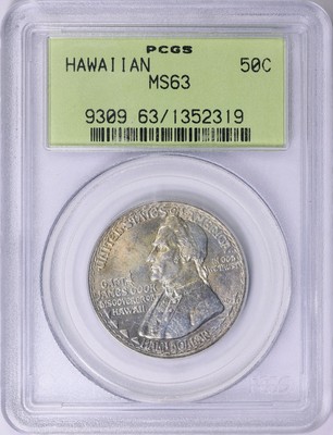 1928 HAWAIIAN COMMEMORATIVE HALF DOLLAR, PCGS MS-63 OGH PQ COIN! | eBay