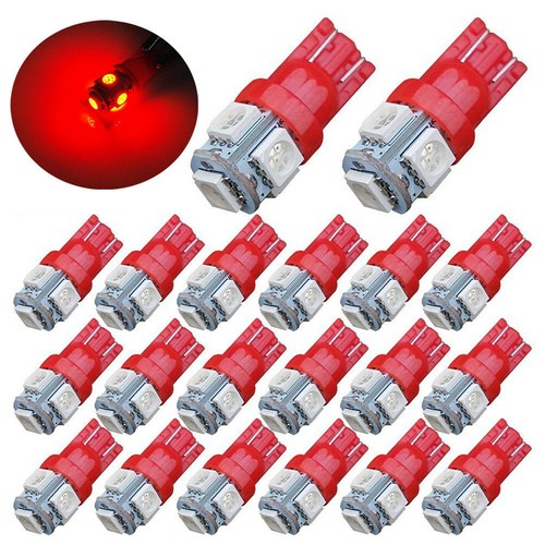 20x Super Red T10 LED Bulbs Car Interior License Light 2825 192 194 ...