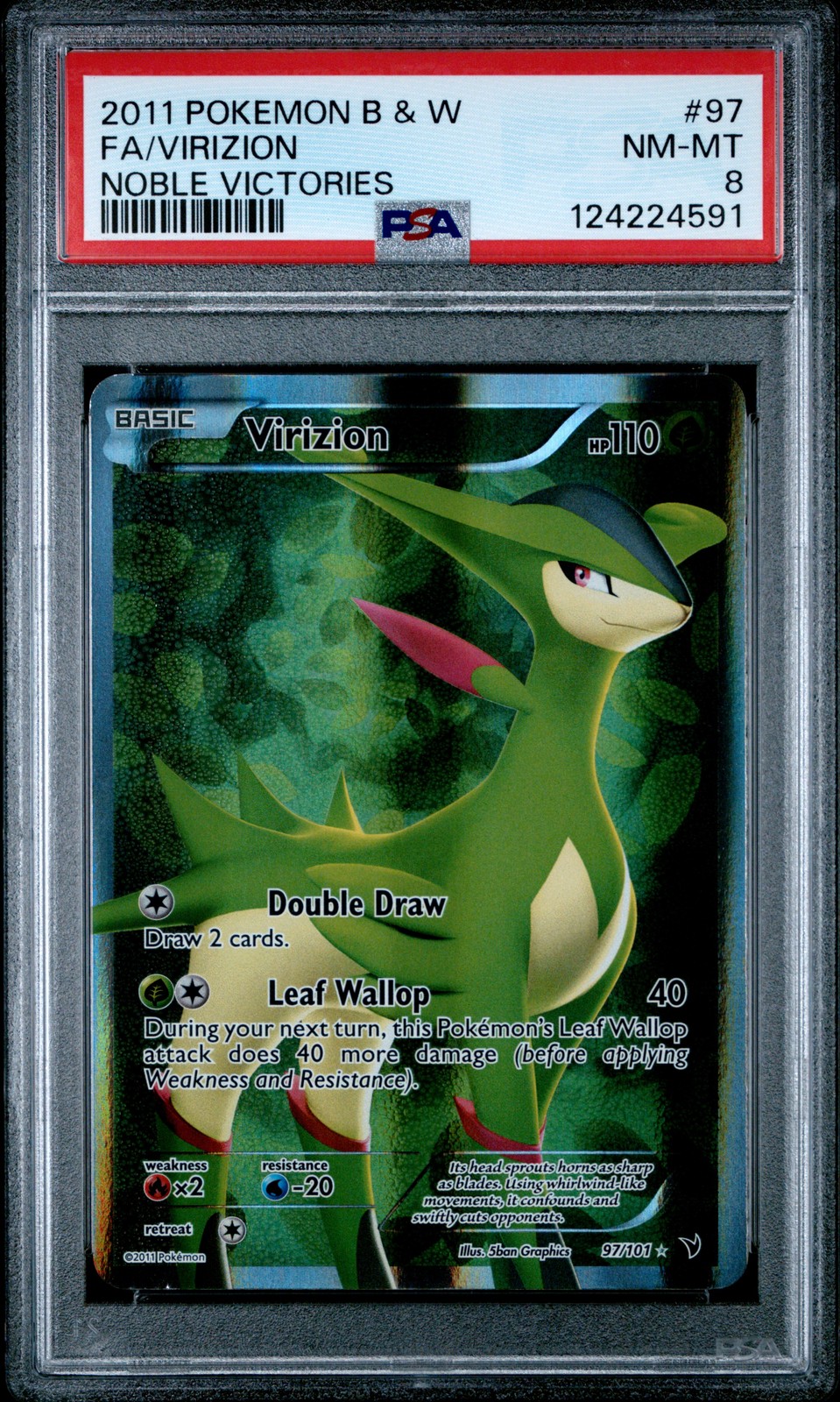 2011 Pokemon Black & White #97 Full Art Virizion Noble Victories PSA 8 ...