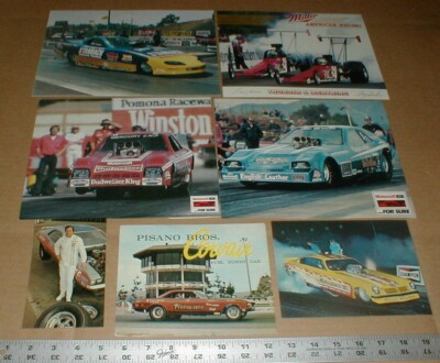 7 Drag Racing postcard Handout lot Dick Landy Raymond Beadle Gary Beck ...