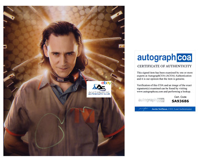 TOM HIDDLESTON AUTOGRAPH SIGNED 8X10 PHOTO LOKI THOR AVENGERS MARVEL ...