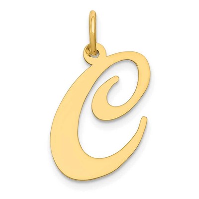 14K Gold Large Fancy Script Letter C Initial Charm 0.7 x 0.7 in | eBay