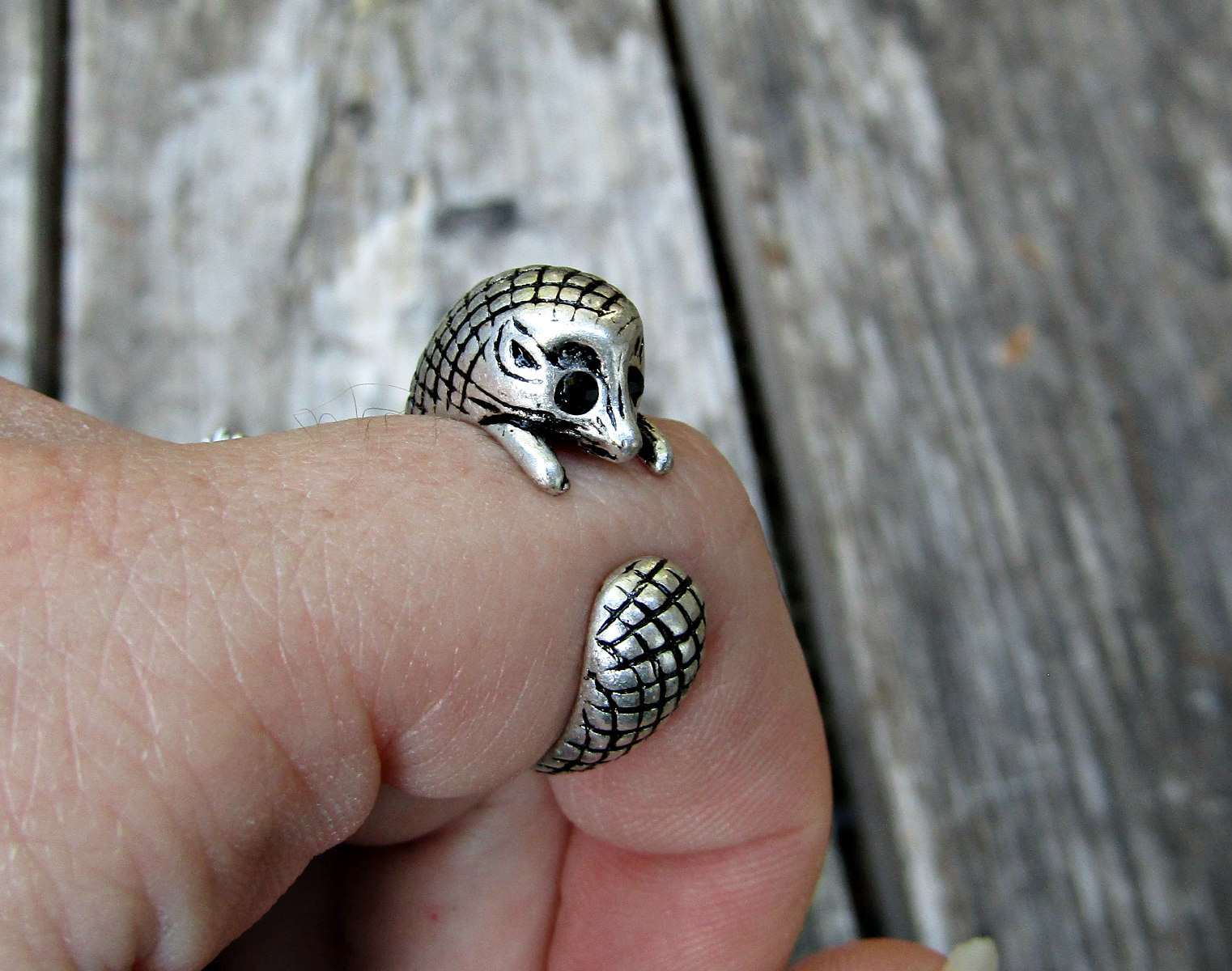 Hedgehog Ring - Adjustable Wrap Ring Silver Bronze Animal Pet Jewelry ...